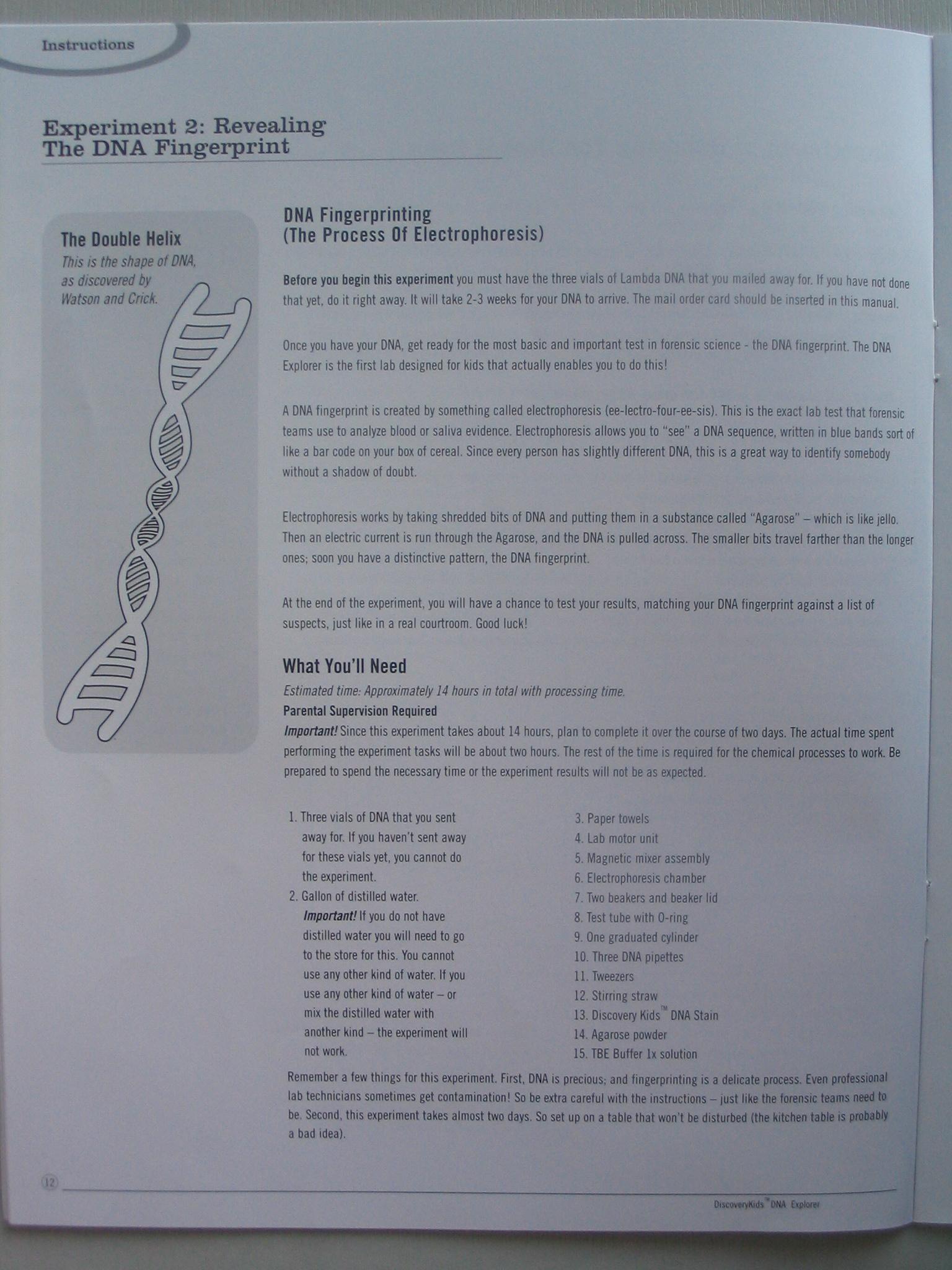 Discovery Channel DNA explorer kit tutorial.