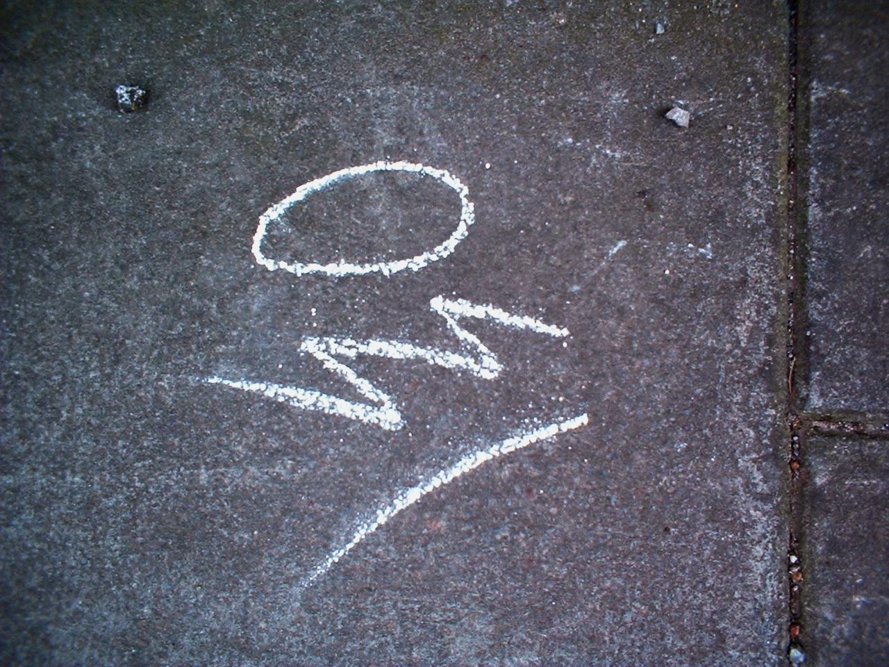 Chalk tag graffiti street art retrospective, Bristol, United Kingdom (UK).