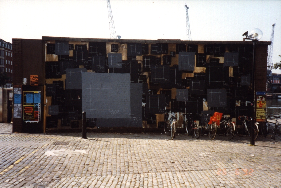 Hash mark chalk tag graffiti street art, Bristol, United Kingdom (UK).